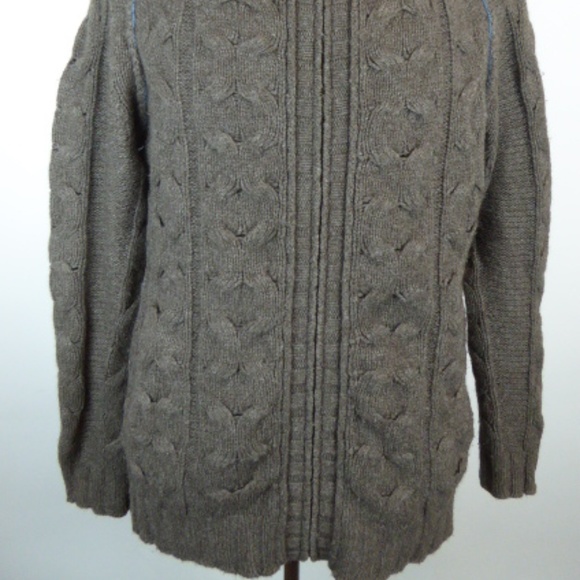 Ted Baker | Sweaters | Ted Baker Brown Chunky Wool Yak Cable Zip Aran ...